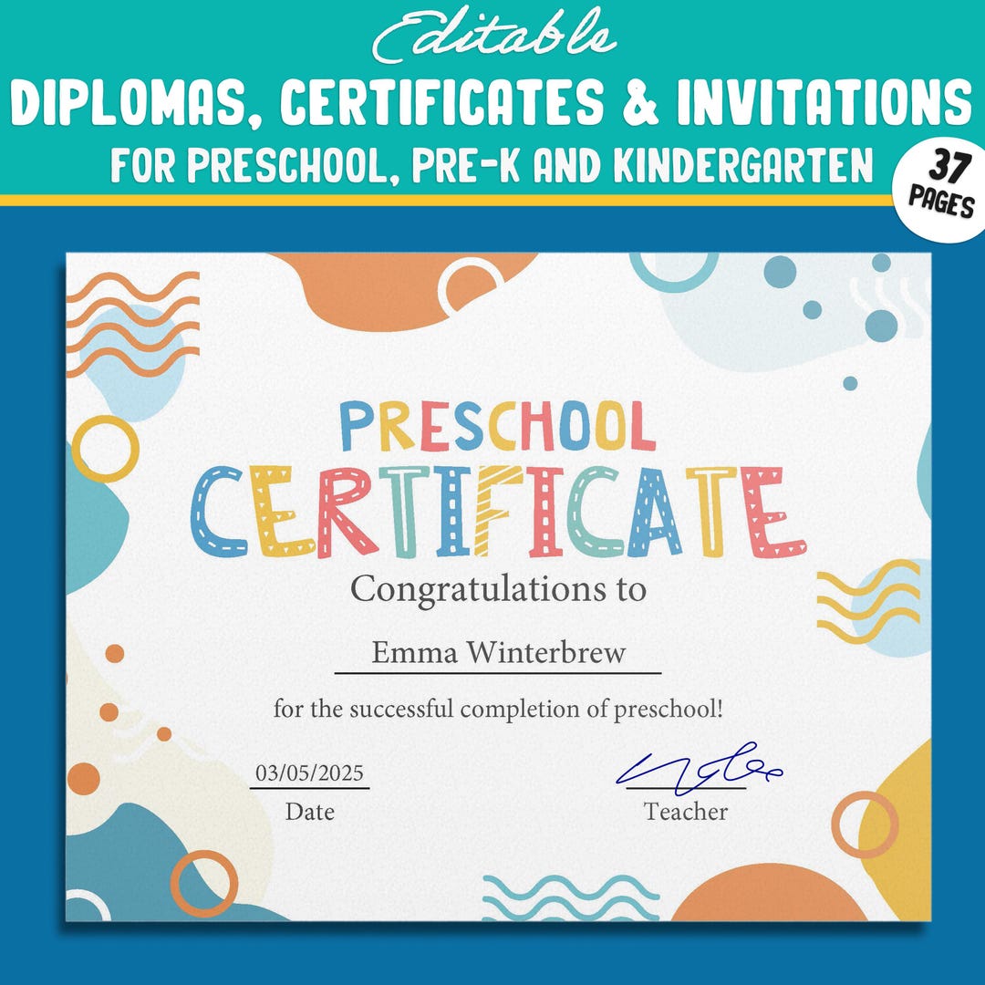 Modern Editable Graduation Certificates, Diplomas, Invitations Template ...