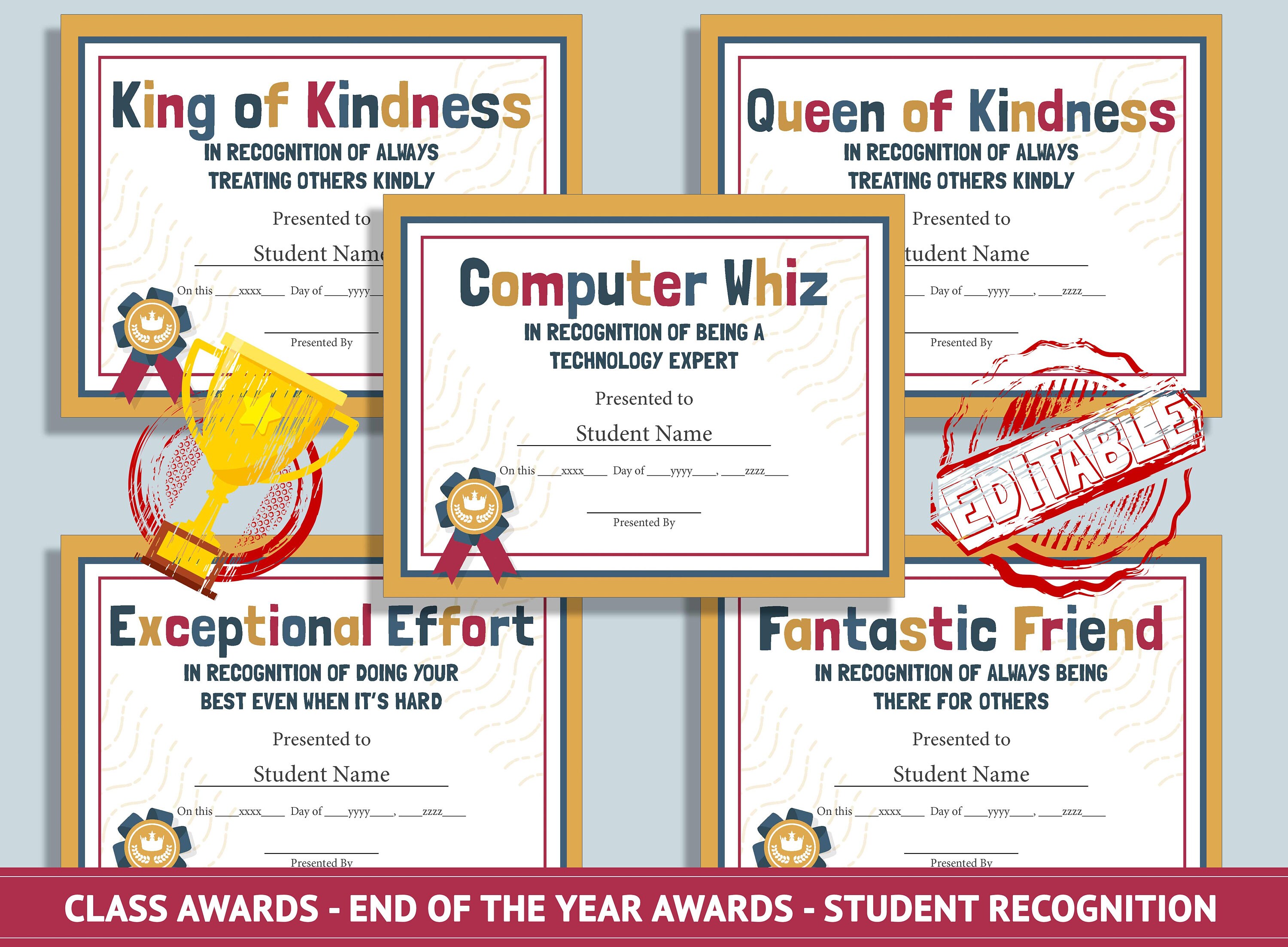 Editable Student of the Month Awards, End of School Year Awards ...