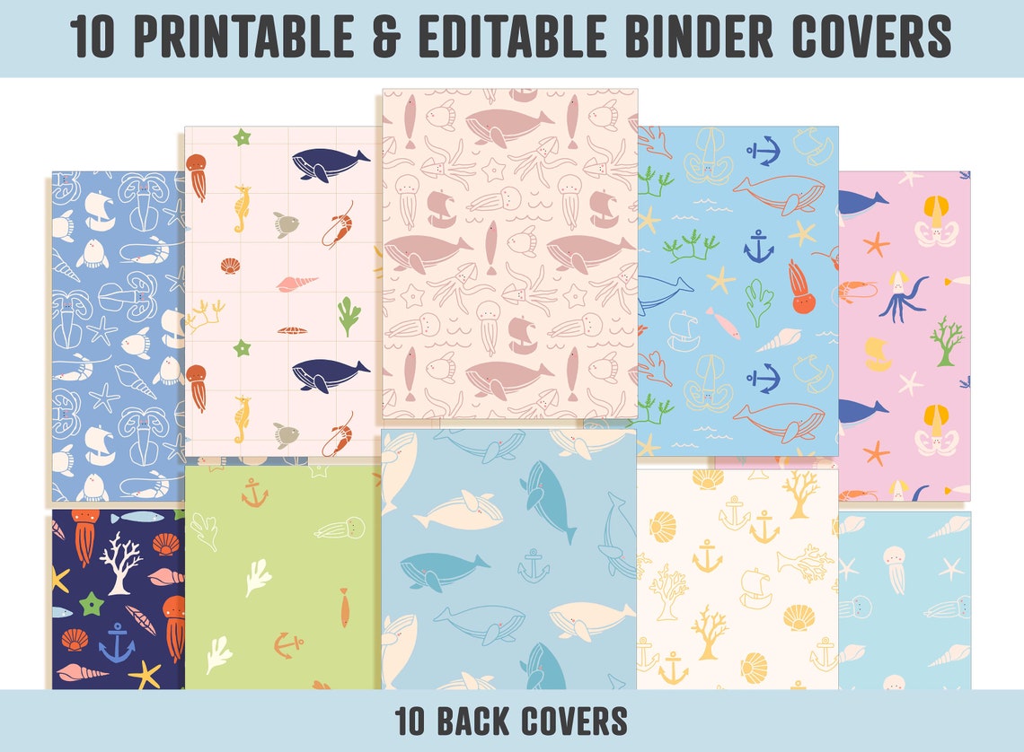 Binder Cover Animal 10 Printable/editable Coversspines - Etsy