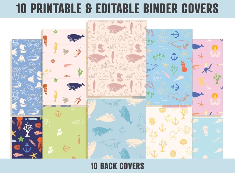 Binder Cover Animal, 10 Printable/editable Coversspines, Binder Inserts ...