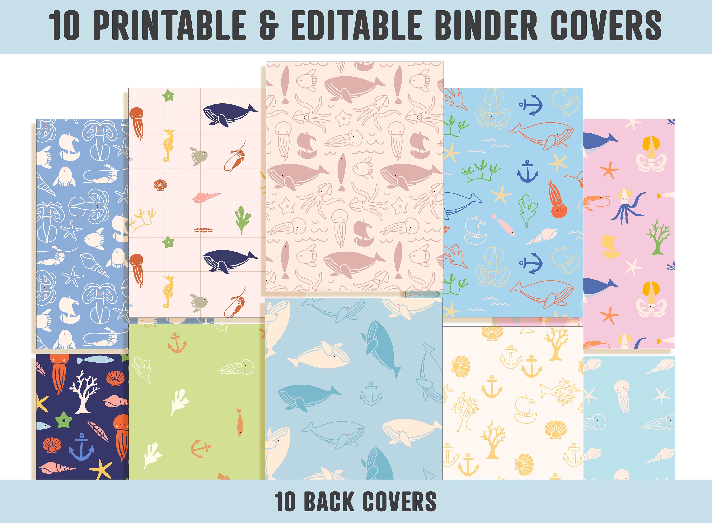 Binder Cover Animal, 10 Printable/editable Coversspines, Binder Inserts ...