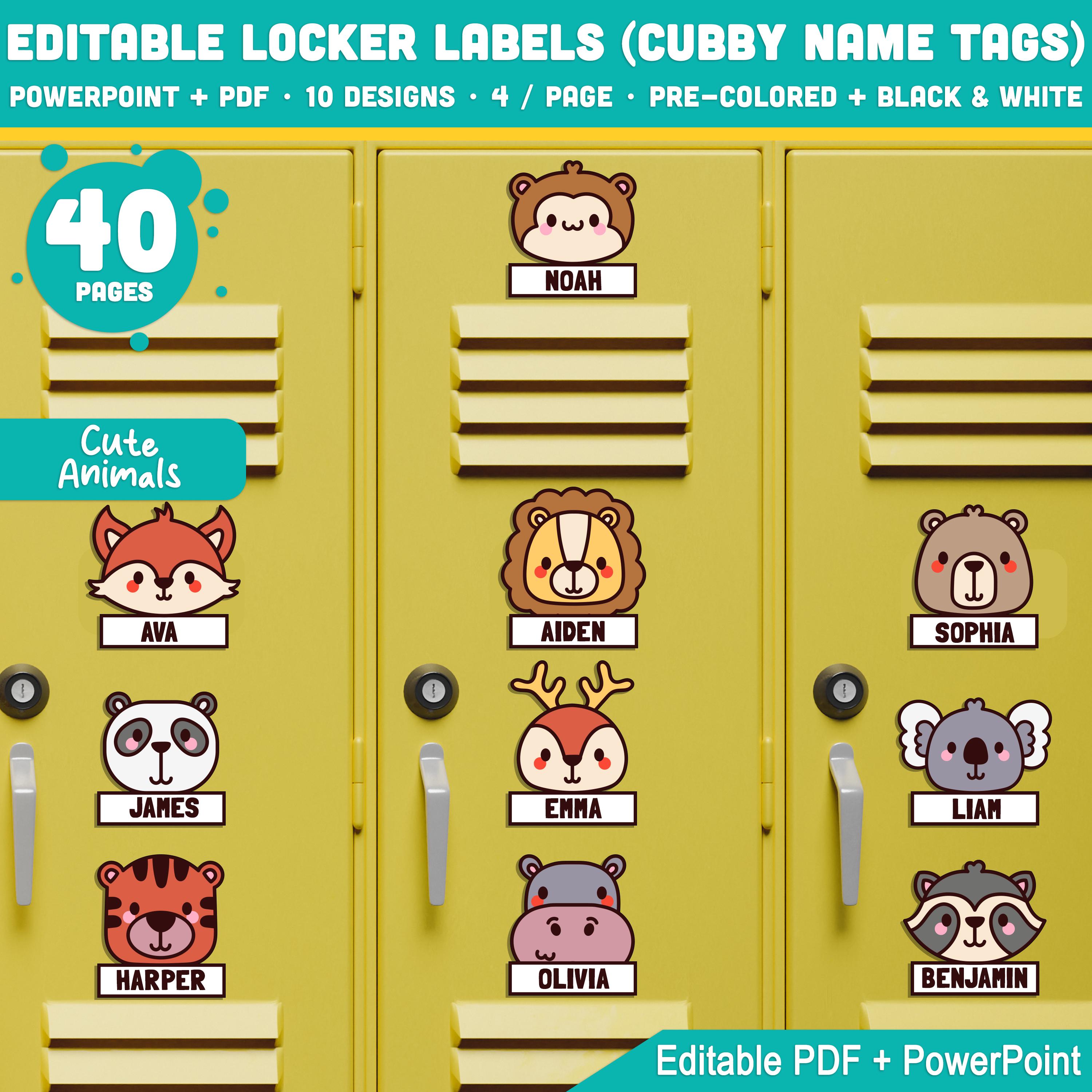 Editable Locker Labels (cubby Name Tags), Animal Themed – 10 Designs ...