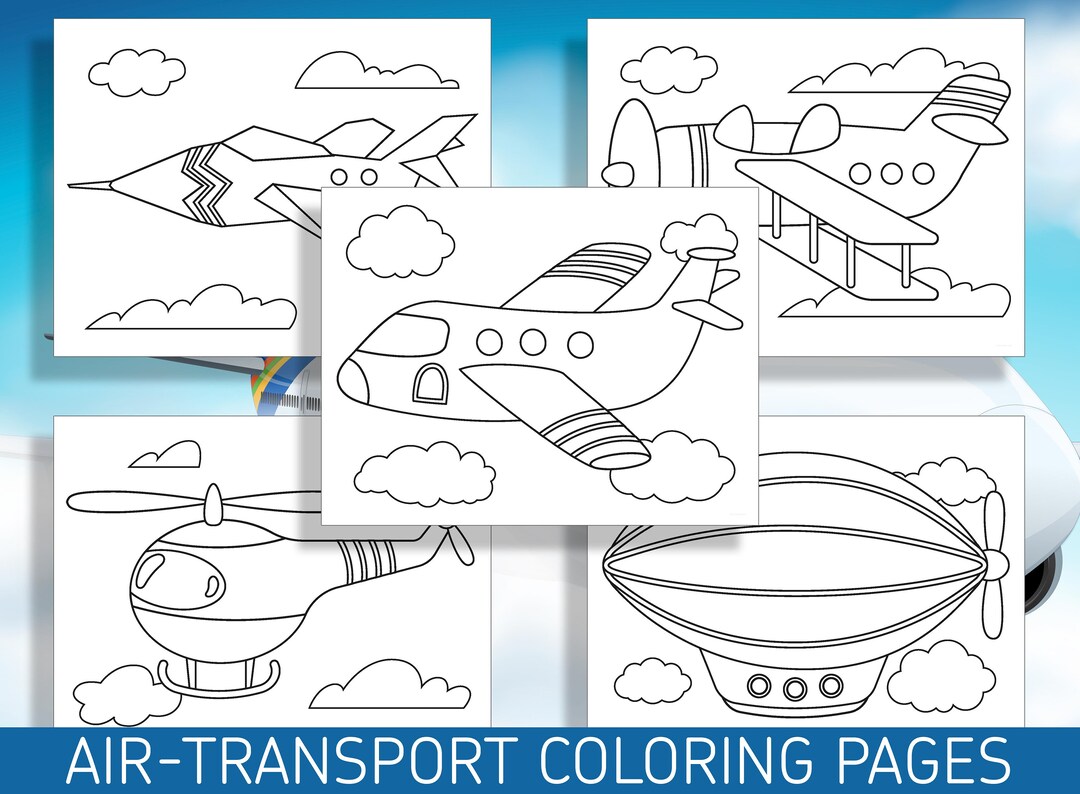 Up Up and Away: 25 Fun Air Transport Coloring Pages for - Etsy
