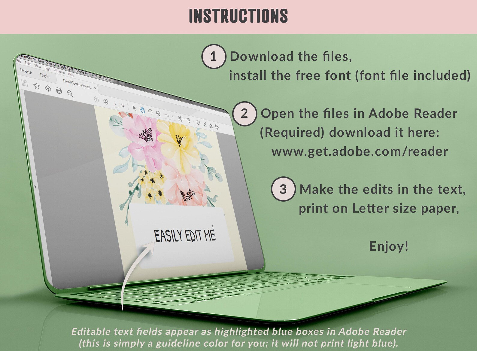 Flower Binder Cover 10 Printable & Editable Binder - Etsy