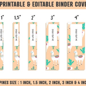 Llama Binder Cover, 10 Printable & Editable Covers+spines, Binder ...