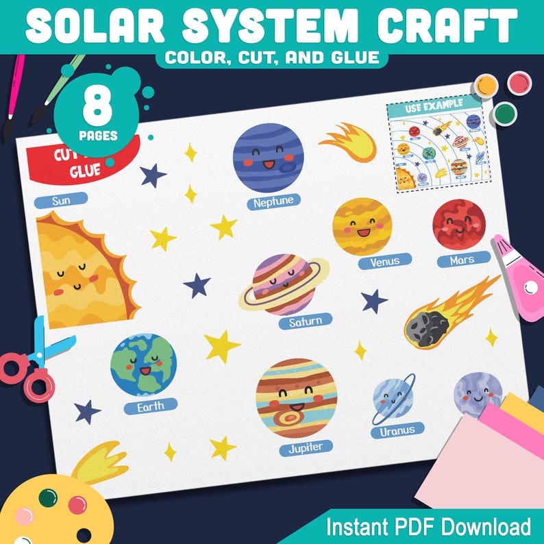 Solar System Paper Craft: 8 Pages of Fun Color, Cut & Glue, Includes ...
