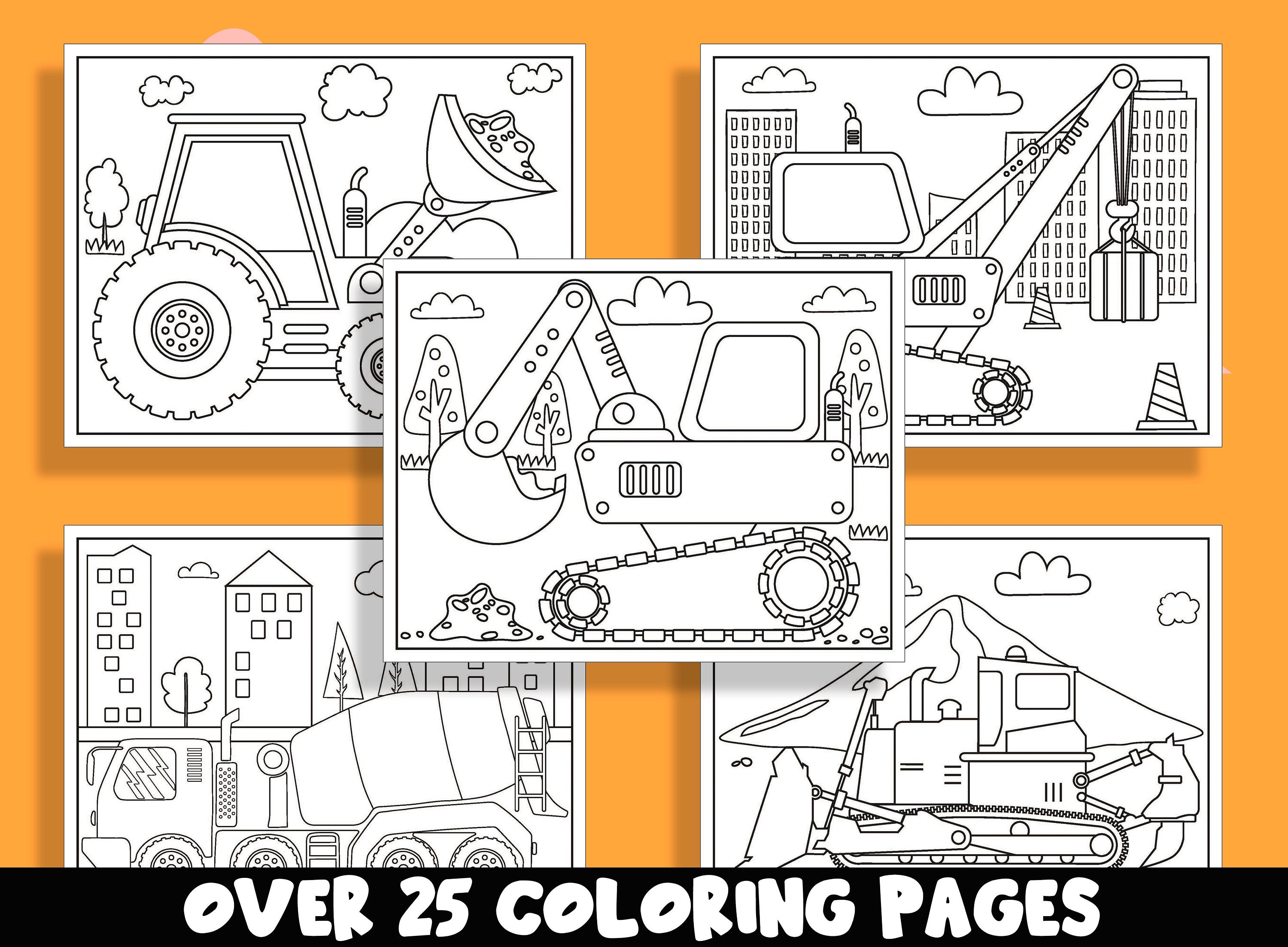 Build and Color: Fun Construction Coloring Pages for Kids 25 - Etsy