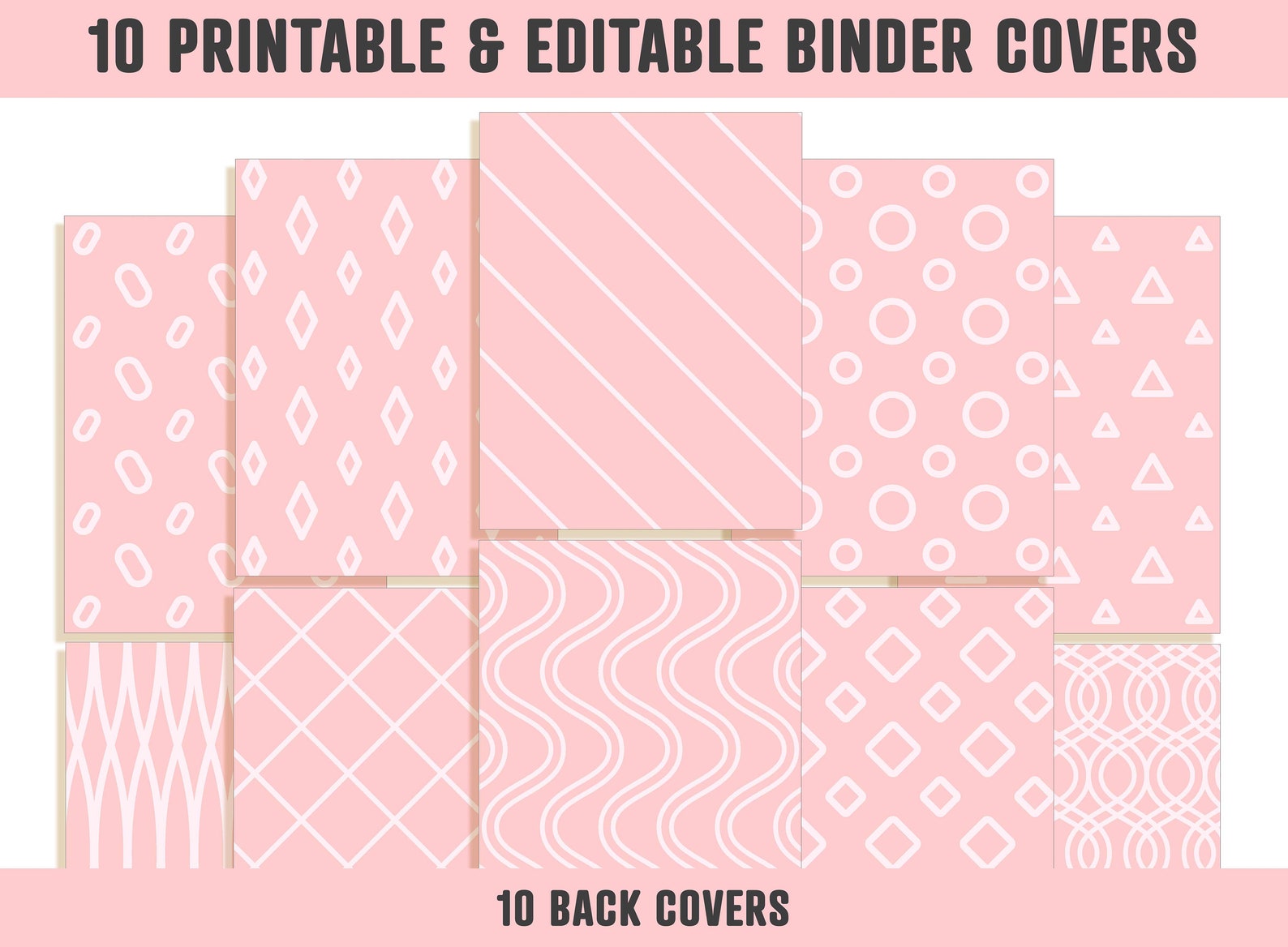 Pink Binder Cover, 10 Printable & Editable Covers+spines, Binder Insert ...