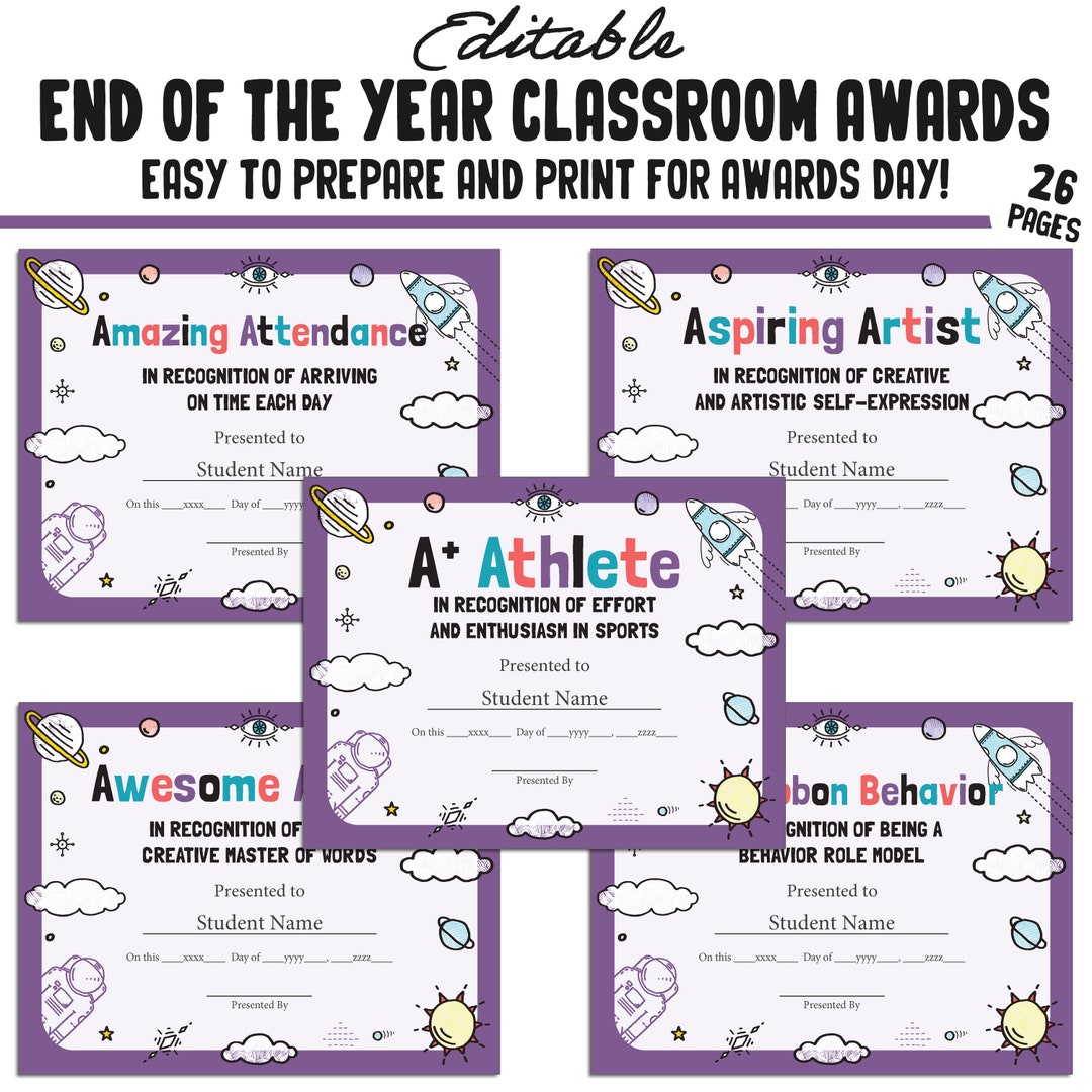 Editable Unique Class Superlatives, Fun Classroom Awards for the End of ...