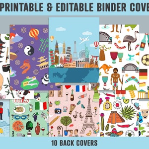 Travel to World, Cultural Travel Binder Cover, 10 Printable & Editable ...
