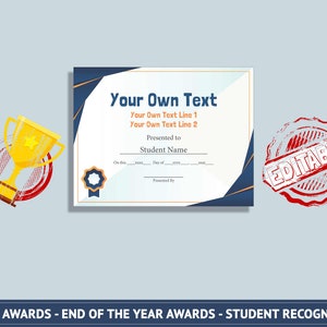 Editable Class Awards Middle School End of the Year, Student ...