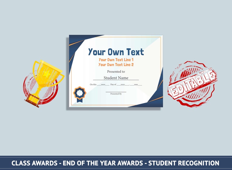 Editable Class Awards Middle School End of the Year, Student ...