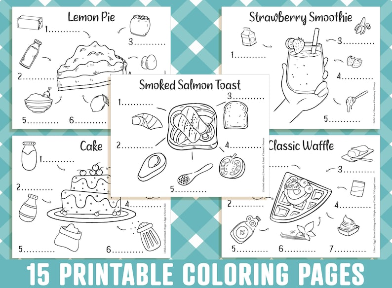 Food Coloring Pages, 15 Printable Recipe Coloring Pages for Kids, Boys ...