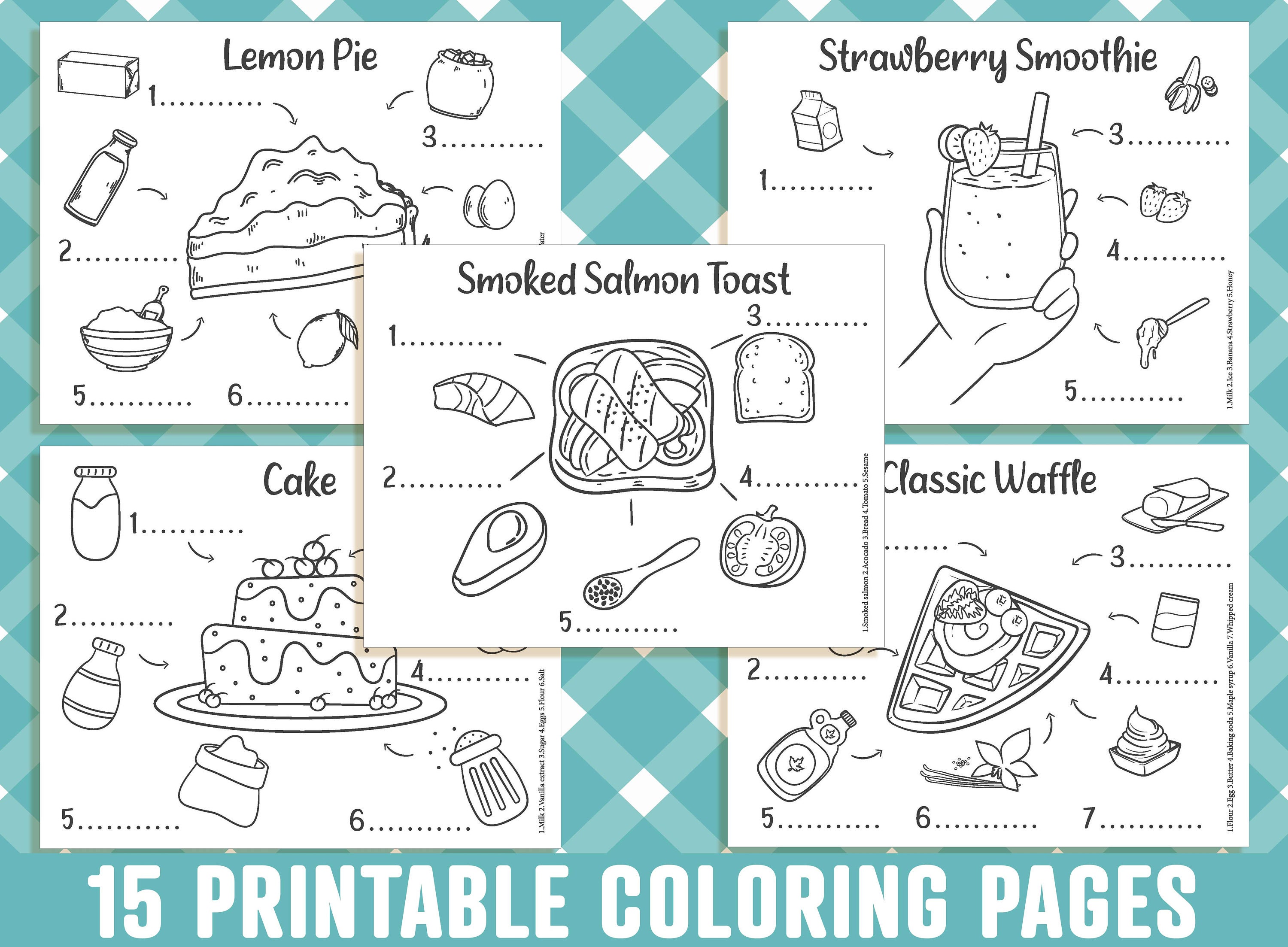 Food Coloring Pages, 15 Printable Recipe Coloring Pages for Kids, Boys ...