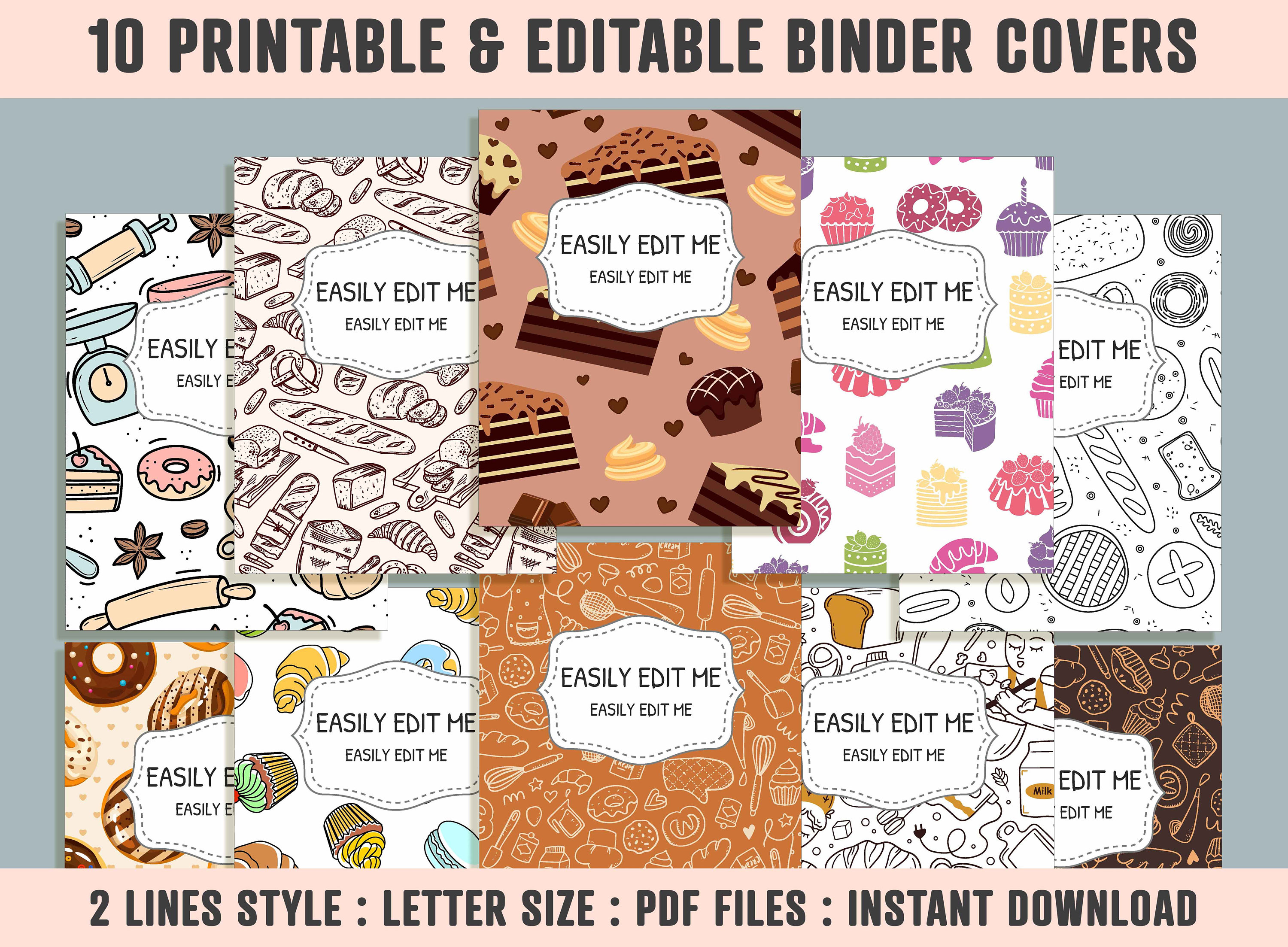 Bakery Binder Cover bread Cake Brownie Bun Croissant... - Etsy
