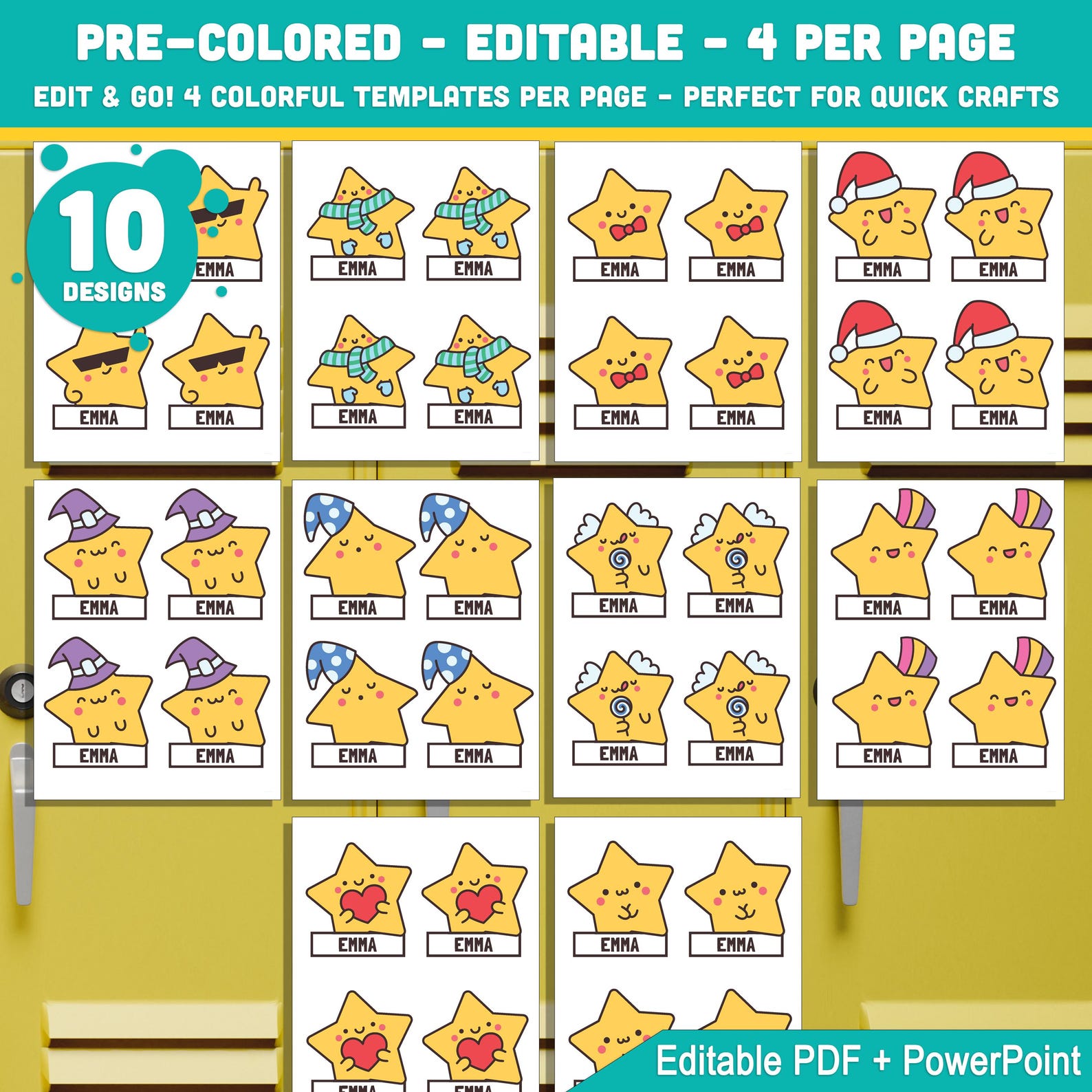 Editable Locker Labels (cubby Name Tags), Cute Star Themed, 10 Designs ...
