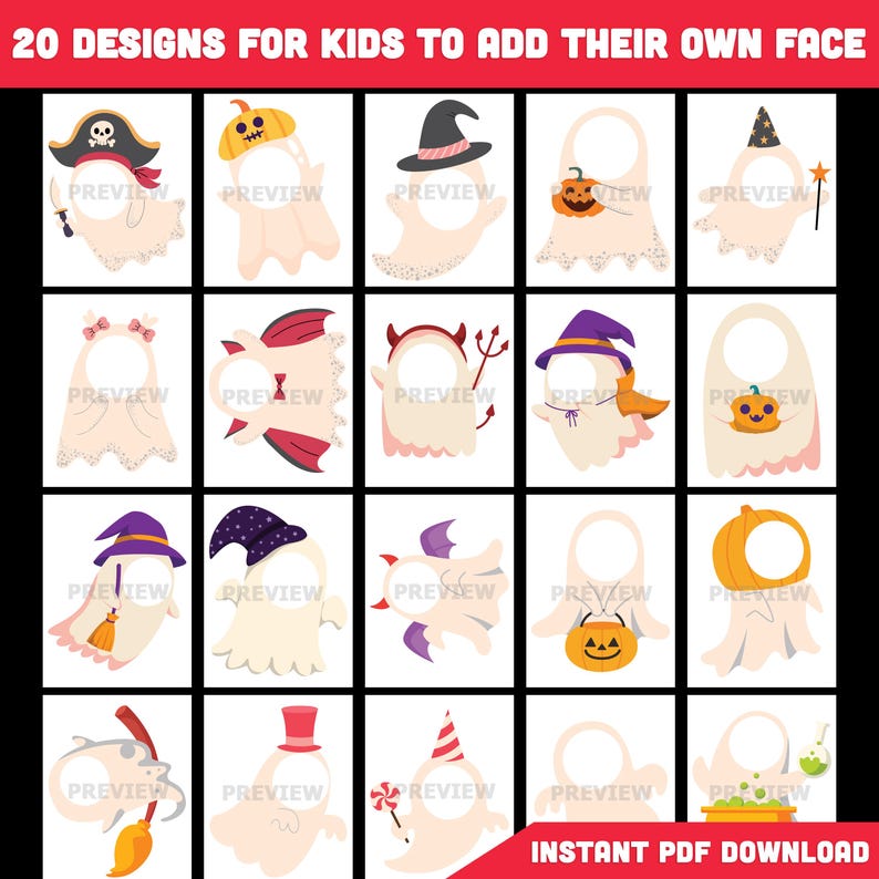 Printable Ghost Body Templates for Kids – 20 Halloween Designs, PDF ...