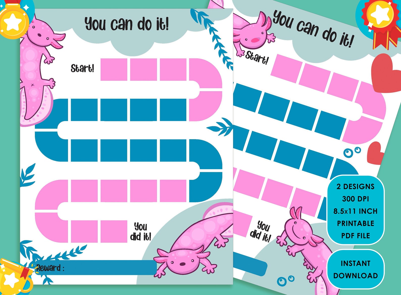 Printable Axolotl Reward Chart for Kids, Adorable and Fun Behavior ...