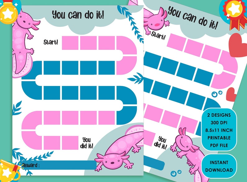 Printable Axolotl Reward Chart for Kids, Adorable and Fun Behavior ...