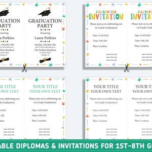 Editable 2nd Grade Awards, 1st to 8th Grade Diploma, Certificate of ...