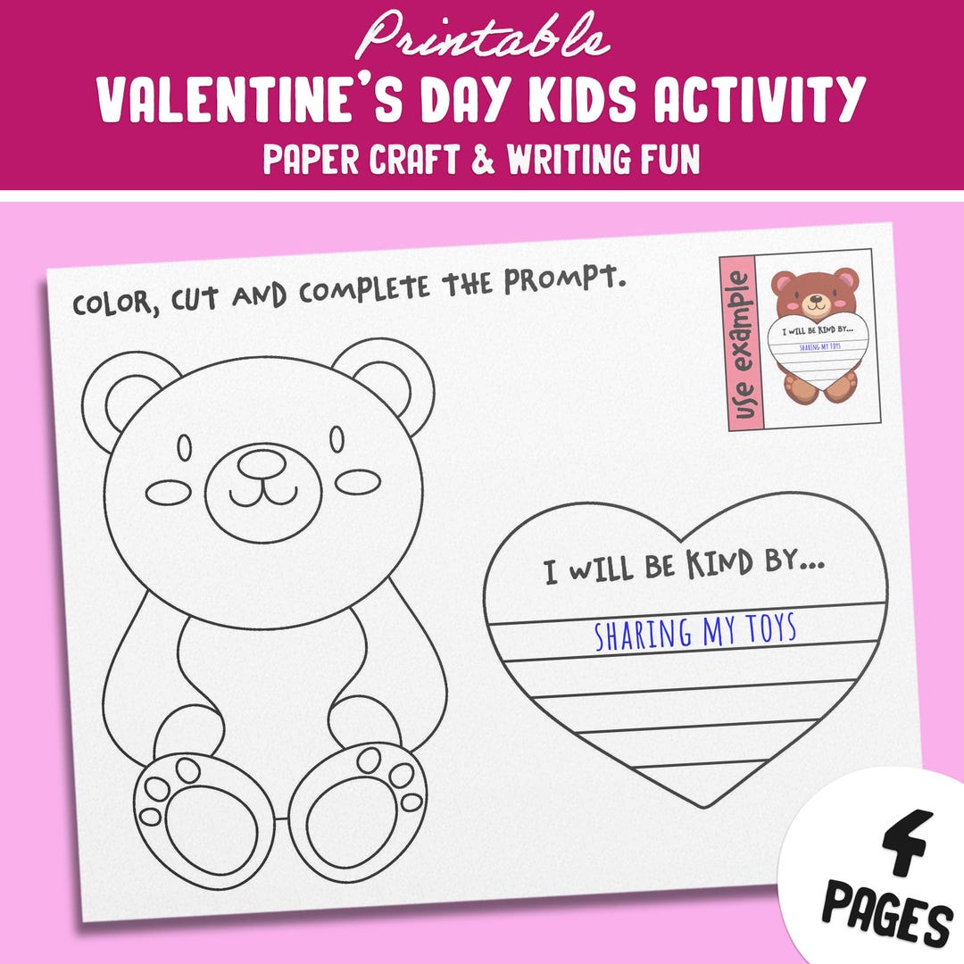 Kindness Bulletin Board Valentine's Day Craft Activity, Color, Cut ...