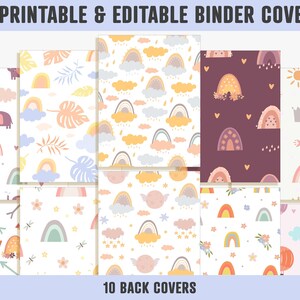 Rainbow Binder Cover Printable Editable, 10 Covers+spines, Binder ...