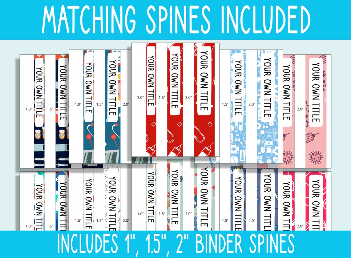 10 Editable Nursing Binder Covers, Includes 1, 1.5, 2 Spines, Available ...