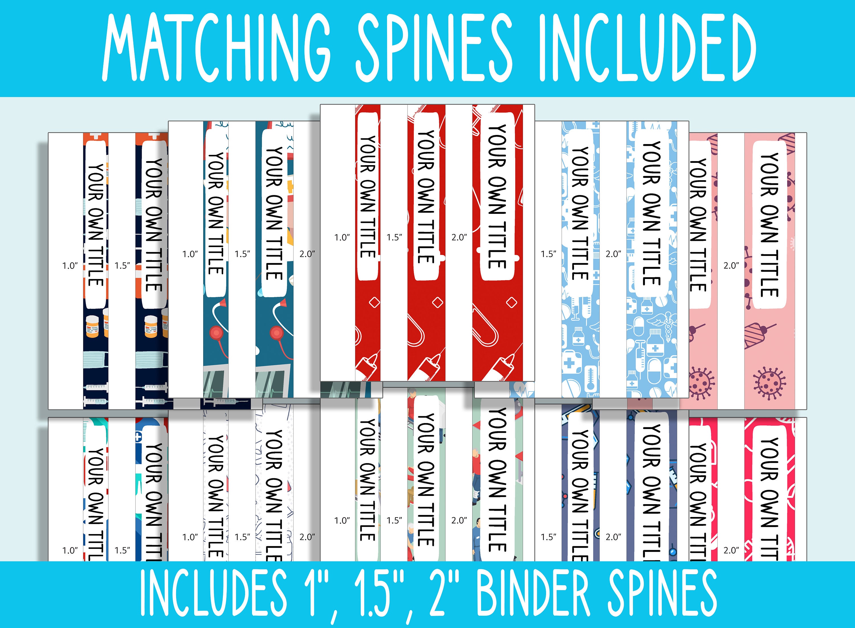 10 Editable Nursing Binder Covers, Includes 1, 1.5, 2 Spines, Available ...