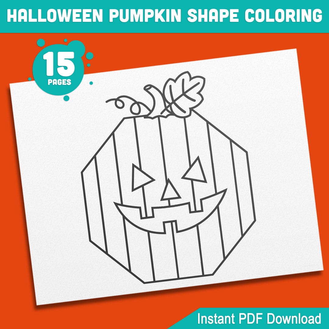 Halloween Pumpkin Shape Coloring Pages: 15 Fun Pages for 2D Shape ...