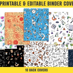 Printable Science Binder Cover, 10 Printable & Editable Binder Covers ...
