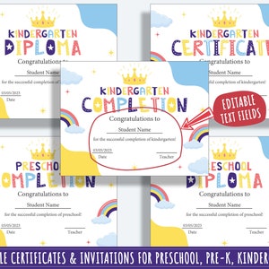 Certificate of Achievement, Editable End of Year Diplomas, Certificates ...