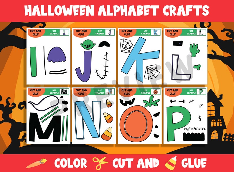 Halloween Alphabet Activities, Spooky ABC Crafts, 53 Pages, A-Z, Color ...
