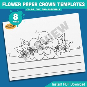 Flower Paper Crown Templates, Printable Spring Headband, 8 Pages, 4 ...
