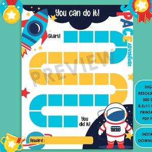 Printable Astronaut Explorer Reward Chart for Kids: Fun Behavior ...