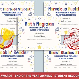 Editable Student of the Week Awards, End of School Year Awards, Student ...