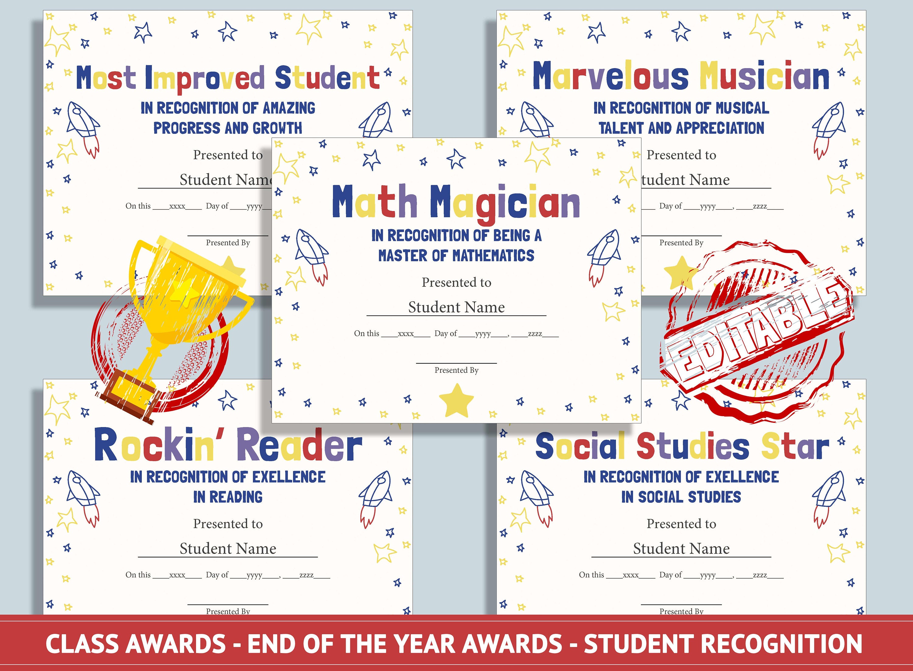Editable Student of the Week Awards End of School Year - Etsy
