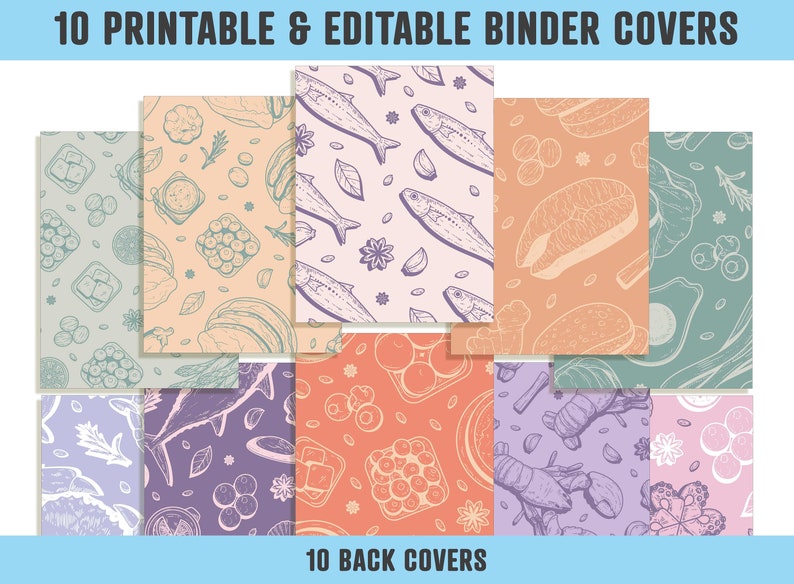 Healthy Food Binder Cover 10 Printable & Editable Binder - Etsy
