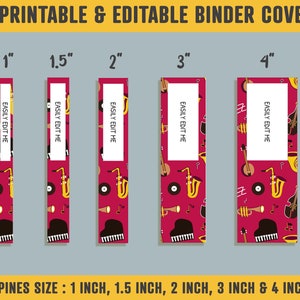 Musical Instruments Binder Cover, 10 Printable & Editable Binder Covers ...