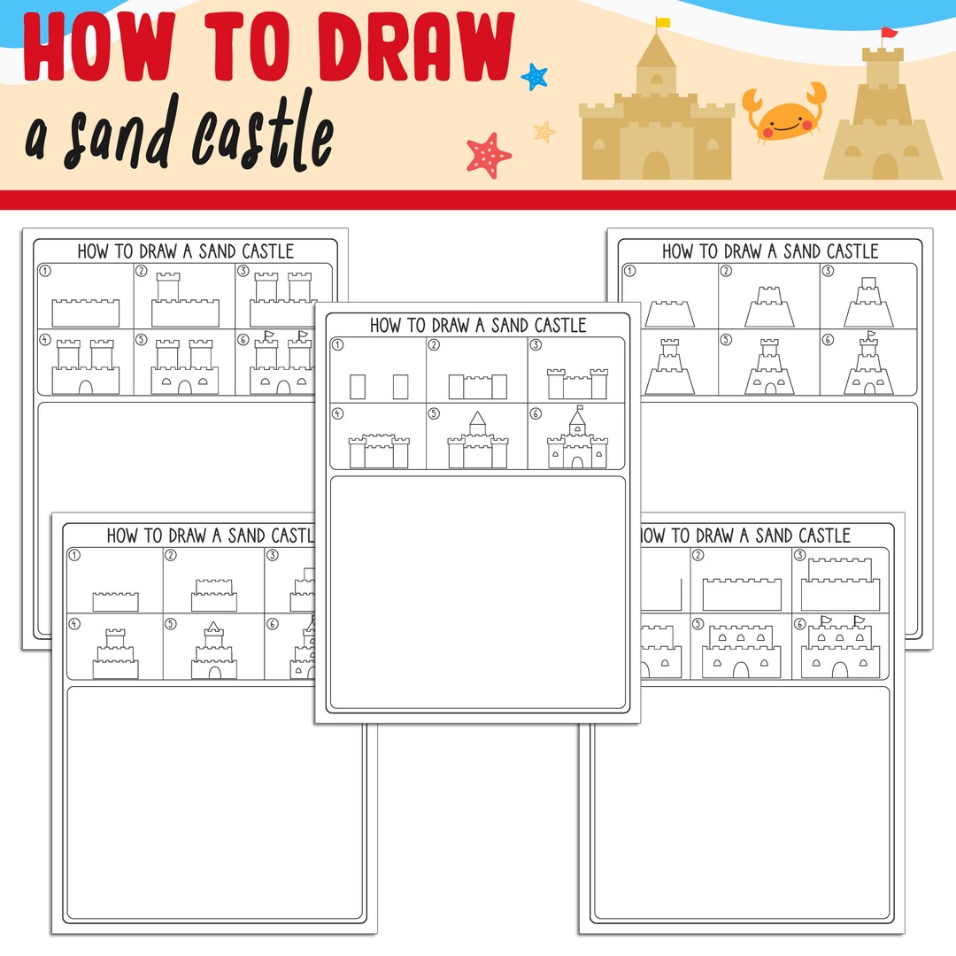 Learn How to Draw a Sand Castle: Directed Drawing Step by Step Tutorial ...