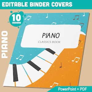10 Editable Piano Binder Covers, Includes 1, 1.5, 2" Spines, Available ...