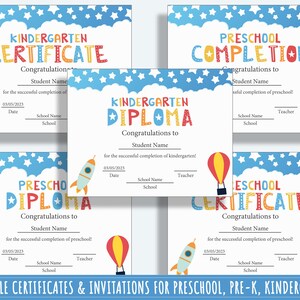 Editable Kindergarten Diploma, Completion Certificates, 37 Pages, PDF ...
