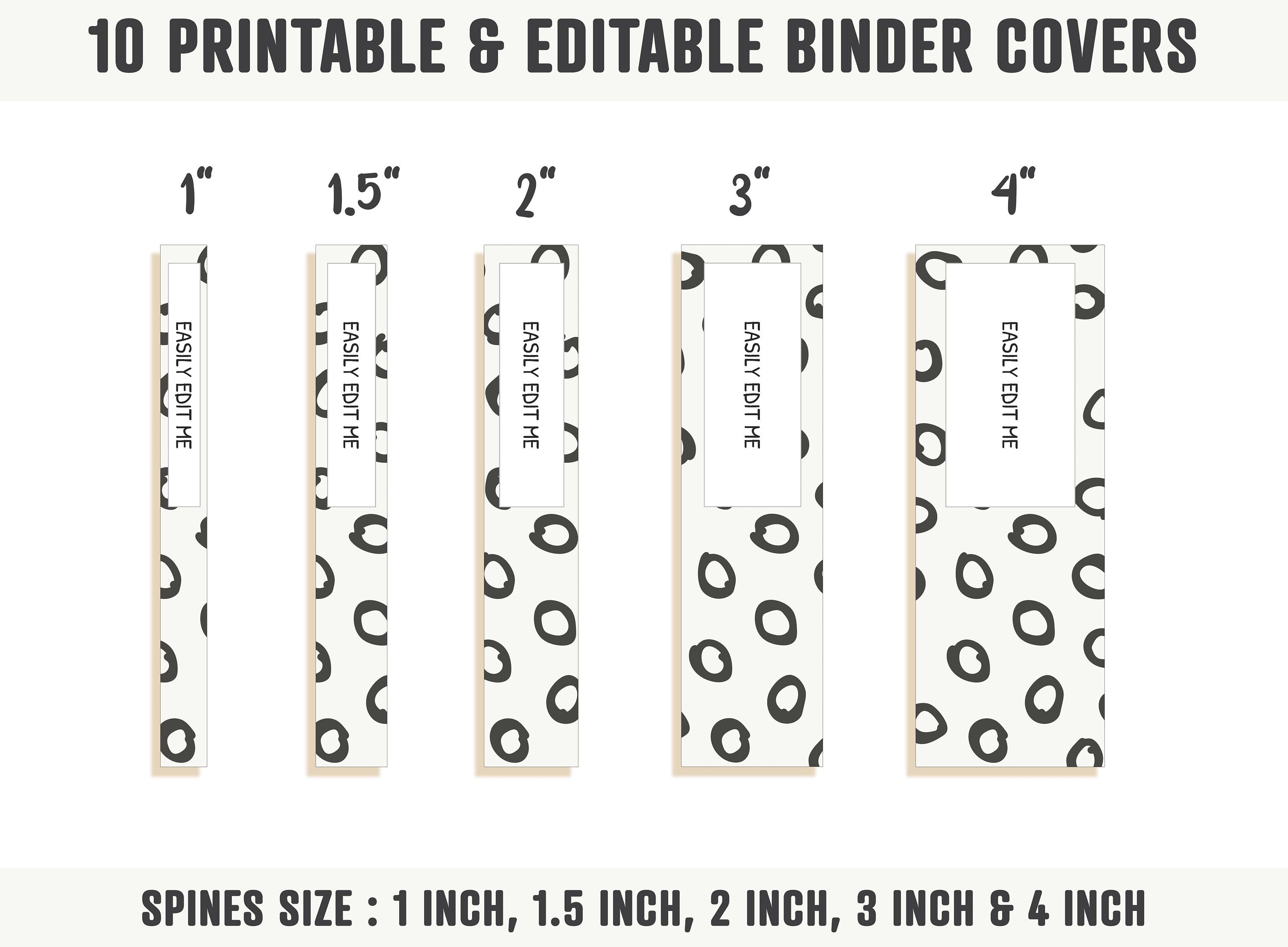 Binder Cover Printable Editable, 10 Covers+spines, Binder Insert ...