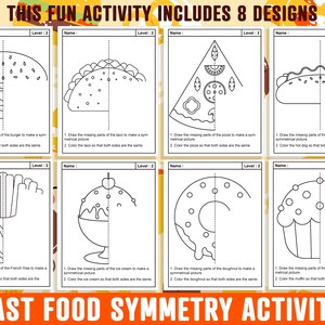 Fast Food Symmetry Worksheet, Fast Food Theme Lines of Symmetry ...