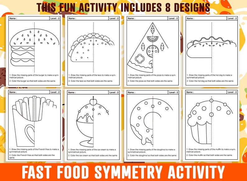Fast Food Symmetry Worksheet, Fast Food Theme Lines of Symmetry ...