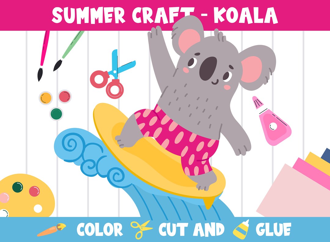 Summer Craft Activity: Koala - Color, Cut, and Glue for Prek to 2nd ...