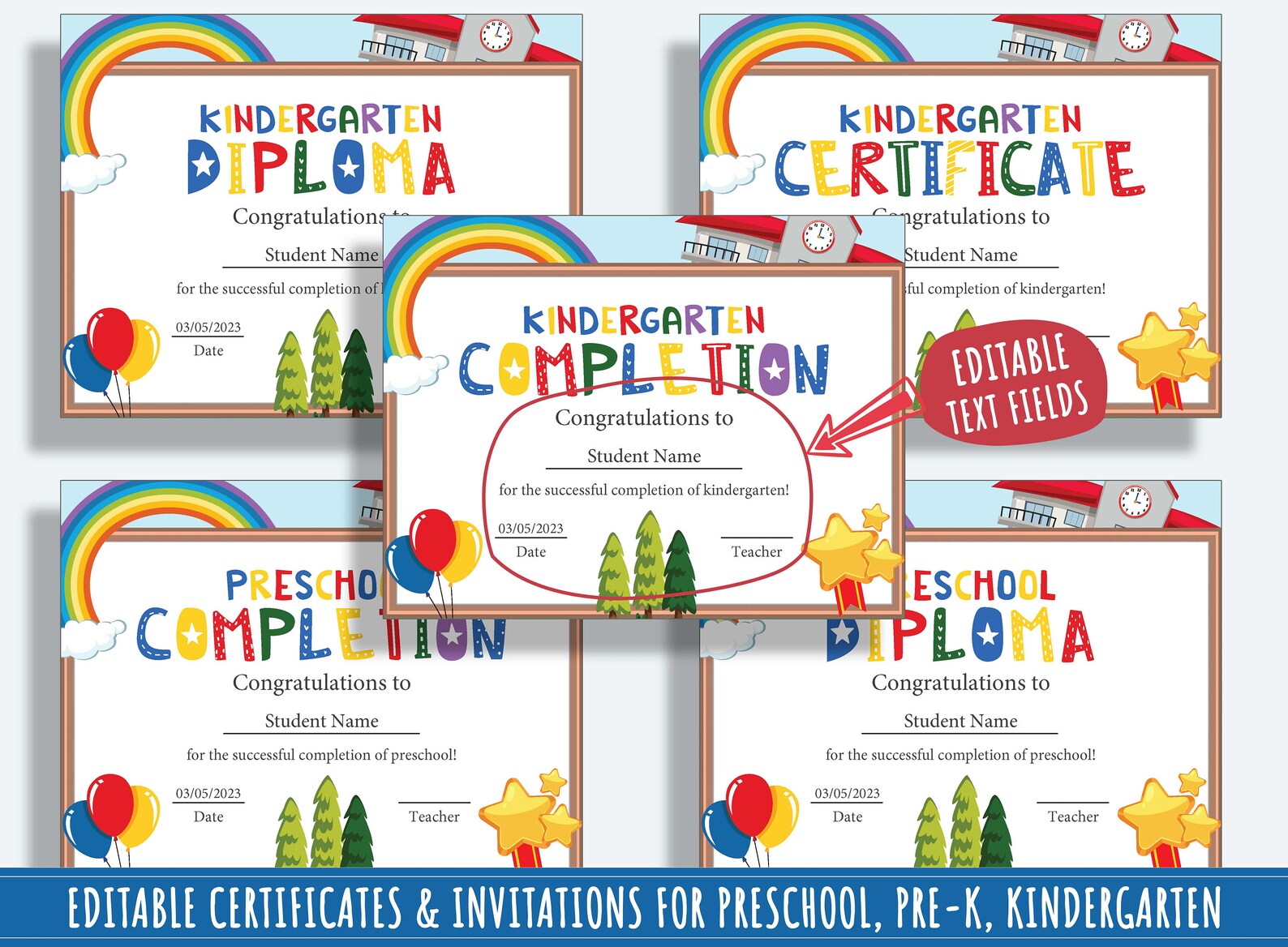 Editable Preschool Certificates Diplomas Completions and - Etsy