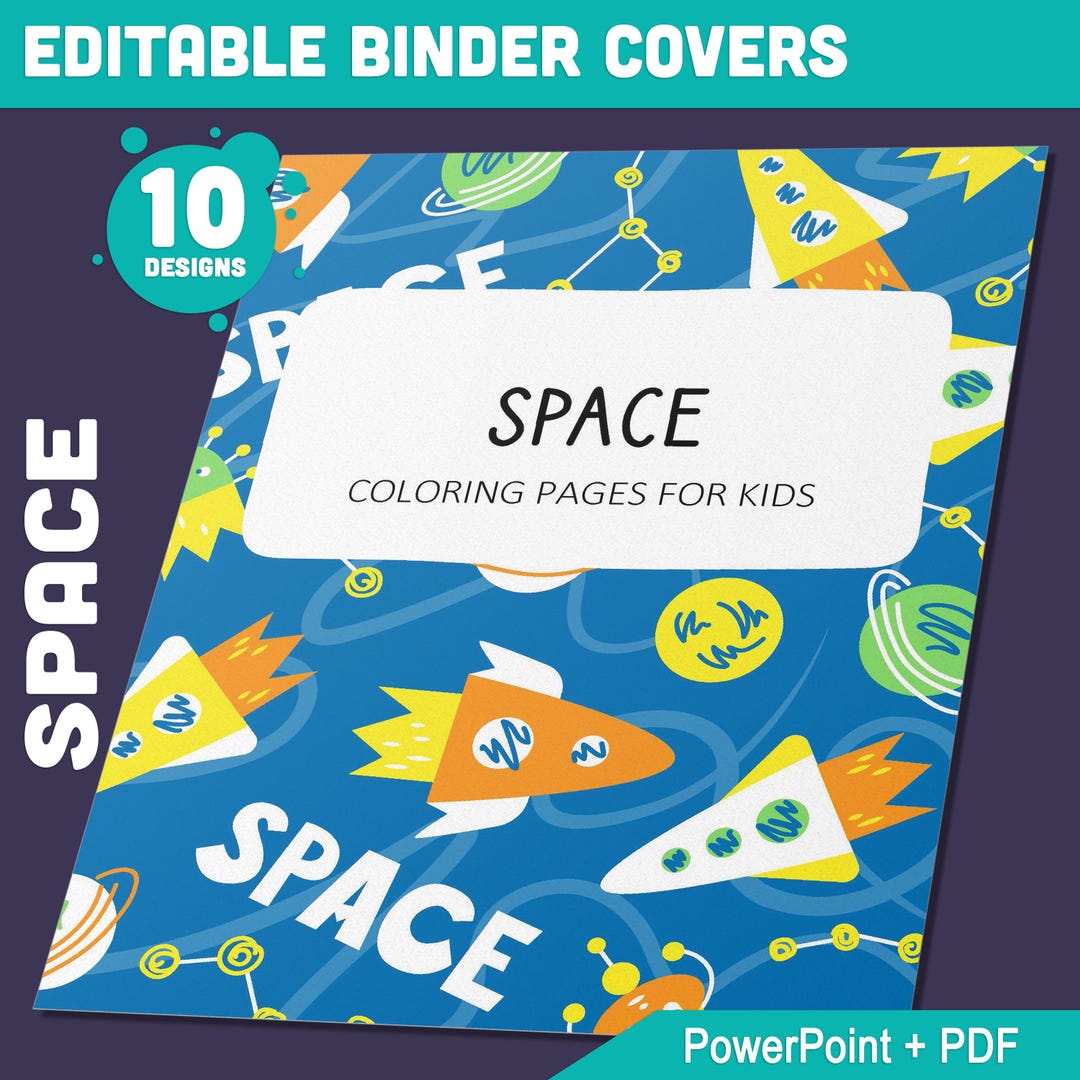 10 Editable Colorful Space Binder Covers, Includes 1, 1.5, 2" Spines ...
