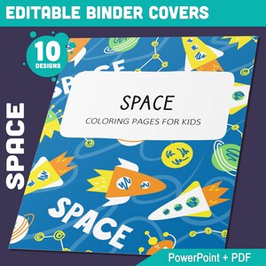 10 Editable Colorful Space Binder Covers, Includes 1, 1.5, 2" Spines ...