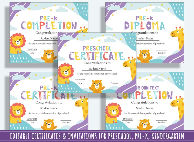 37 Pages of Editable Diploma, Certificate, and Invitation Templates for ...