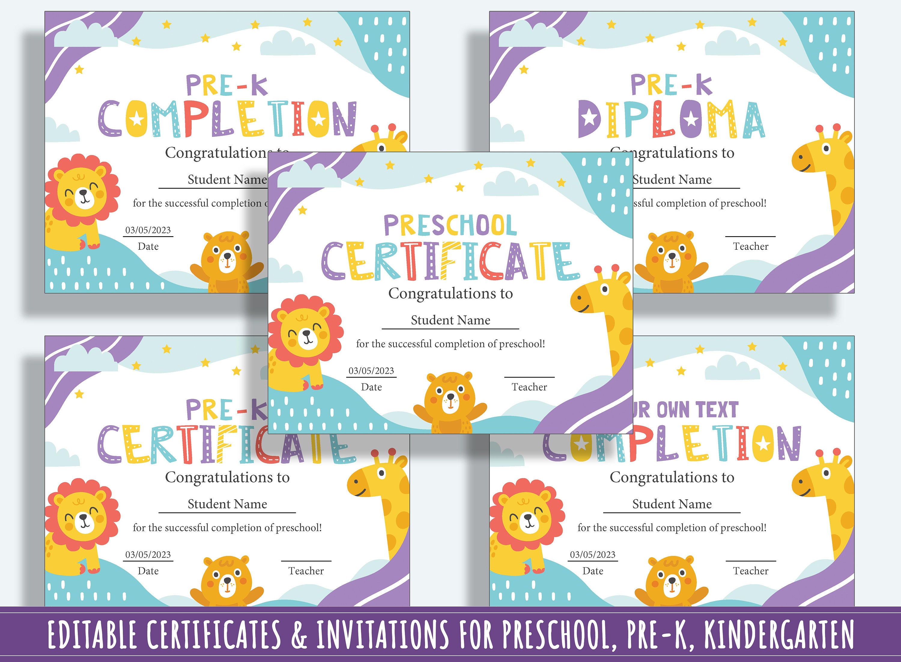 37 Pages of Editable Diploma, Certificate, and Invitation Templates for ...